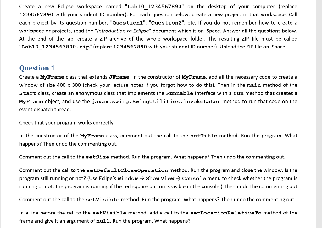 Create a new Eclipse workspace named | Chegg.com