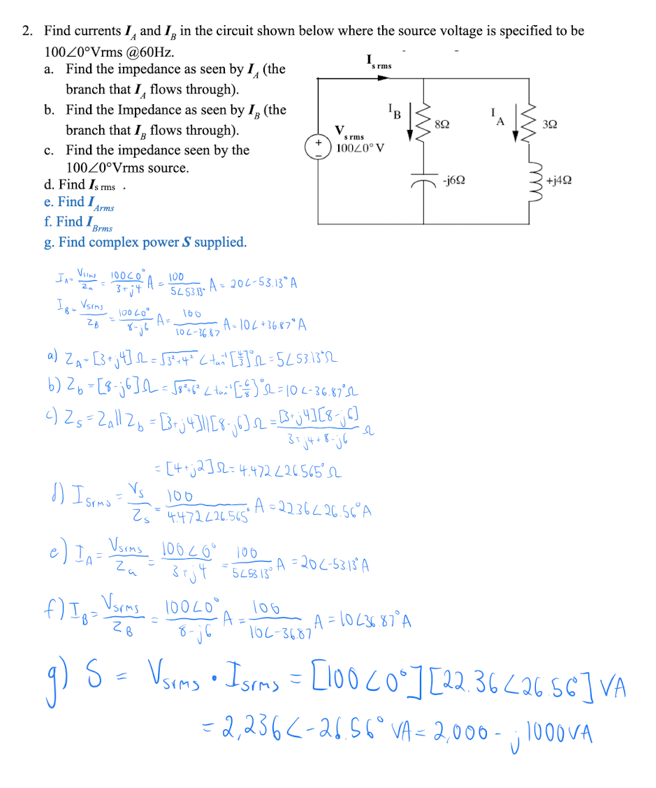 2. Find currents IA and IB in the circuit shown below | Chegg.com