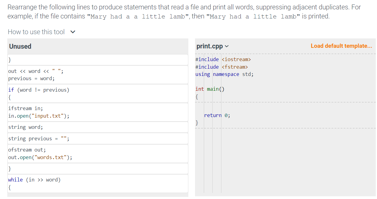 Solved Rearrange the following lines to produce statements | Chegg.com