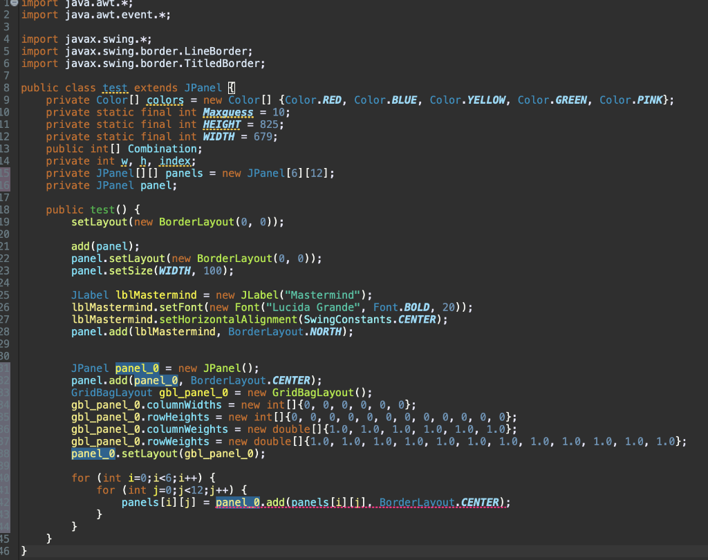 Help with JPanels in Java I am trying to set up a | Chegg.com