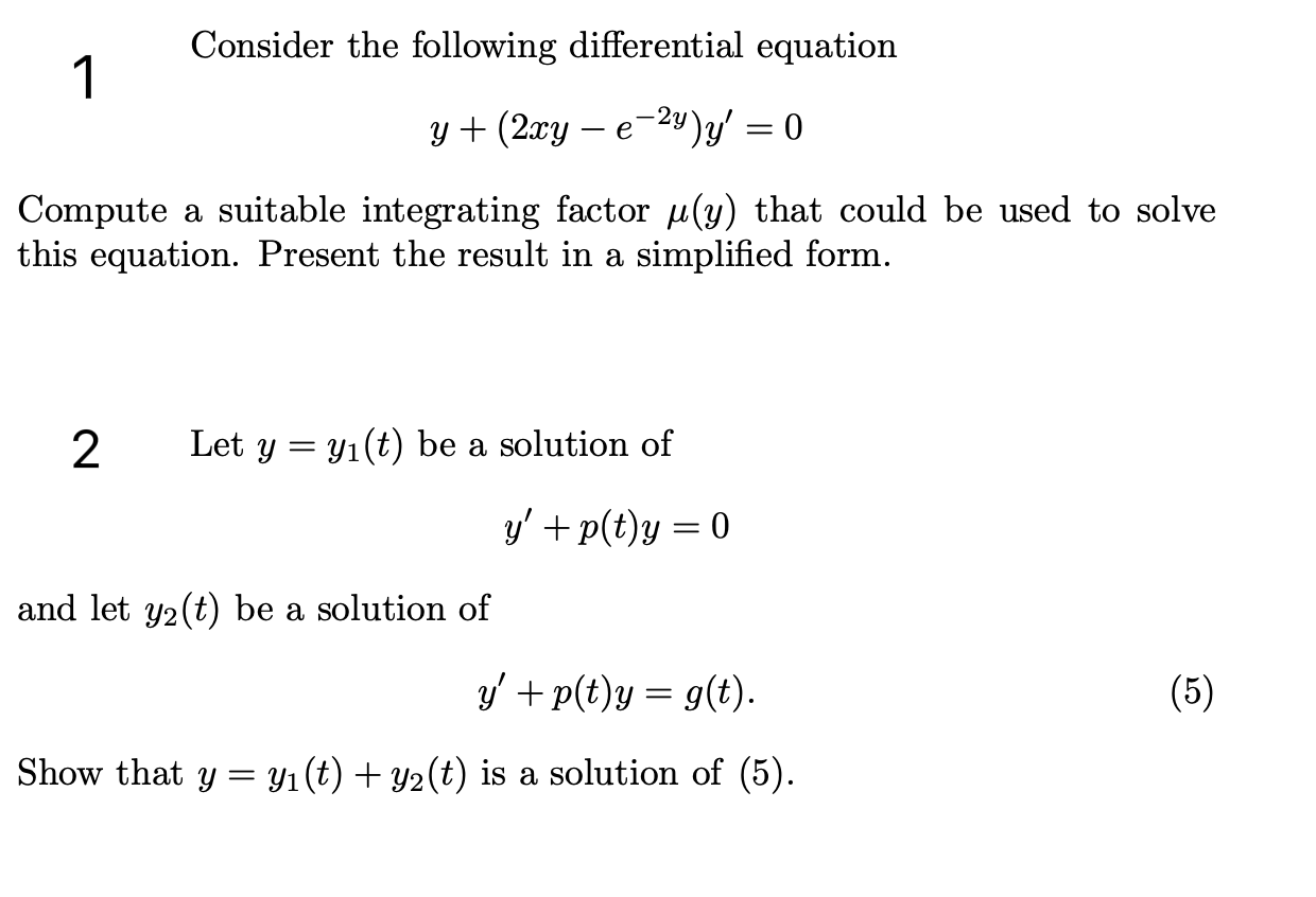 Solved 1 Consider the following differential equation | Chegg.com