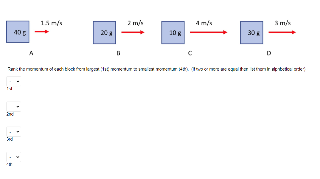 Solved Rank the momentum of each block from largest (1st) | Chegg.com