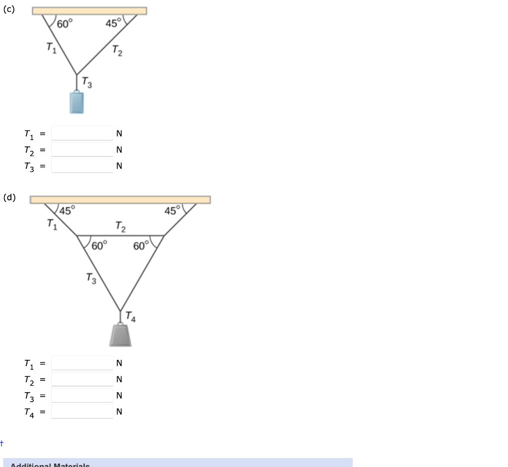 Solved Find the magnitude of the tension (in N) in each | Chegg.com