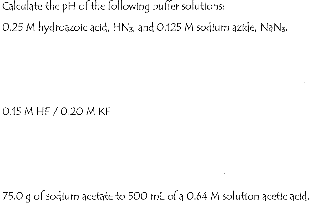 Solved Calculate the pH of the following buffer solutions: | Chegg.com