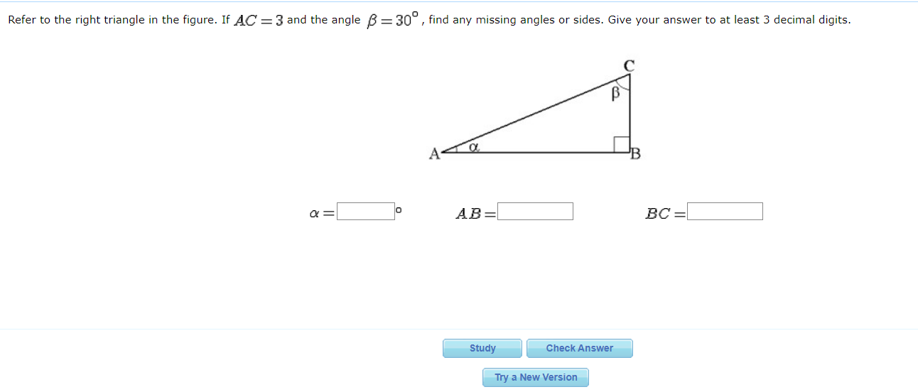 Solved Refer to the right triangle in the figure. If AC=3 | Chegg.com