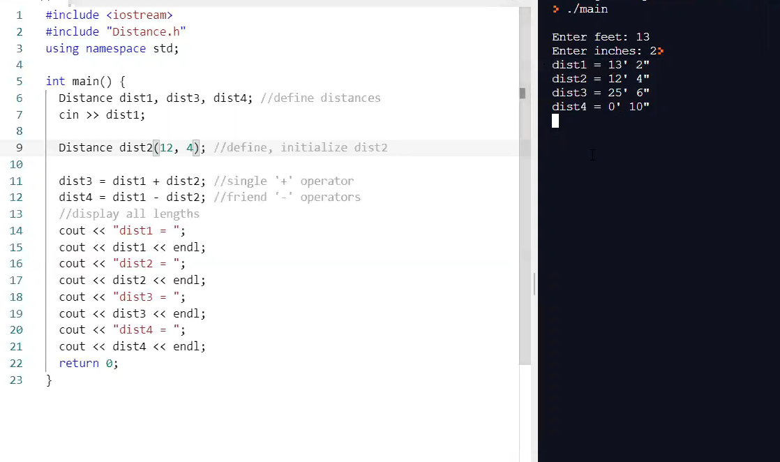 Solved The class Distance is defined below: class Distance | Chegg.com