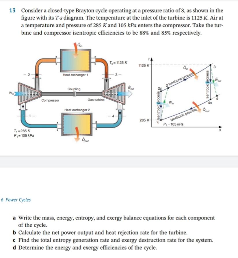 Solved 13 Consider a closed-type Brayton cycle operating at | Chegg.com