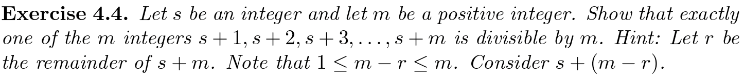 Solved Let s be an integer and let m be a positive integer. | Chegg.com