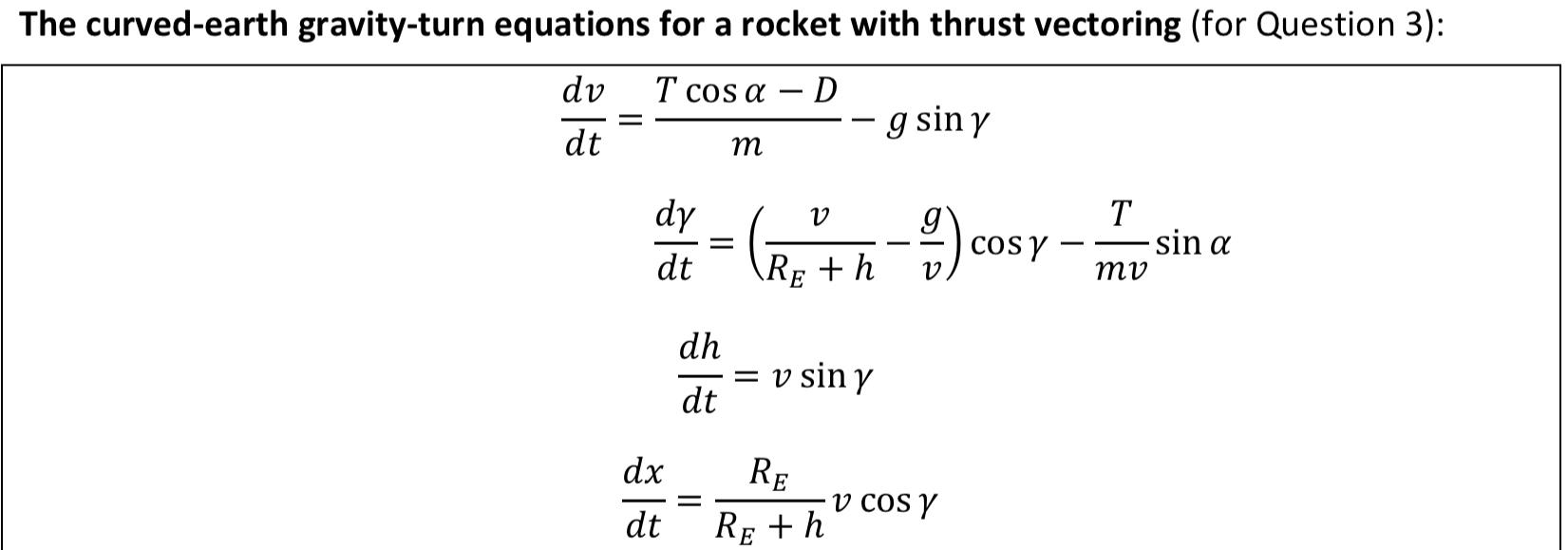 The curved-earth gravity-turn equations for a rocket | Chegg.com