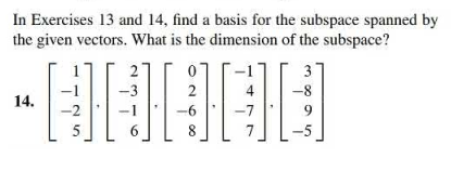 Solved In Exercises 13 and 14, find a basis for the subspace | Chegg.com