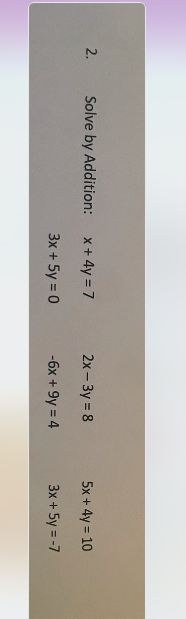 Solved 2. Solve by Addition: | Chegg.com