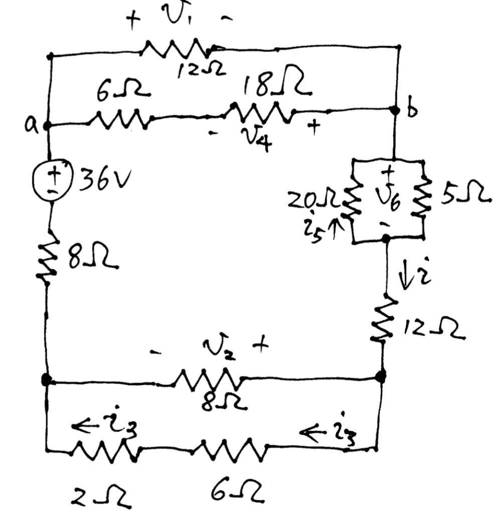 Solved find i3, v4, i5, and v6 of the circuit in the figure | Chegg.com