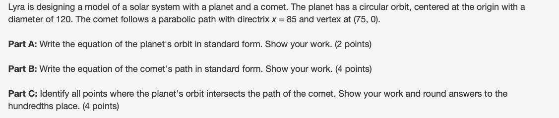 Solved Lyra is designing a model of a solar system with a | Chegg.com