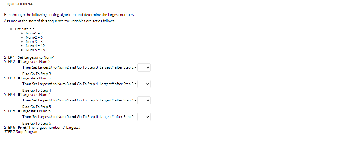 Solved QUESTION 13 Run through the following sorting | Chegg.com