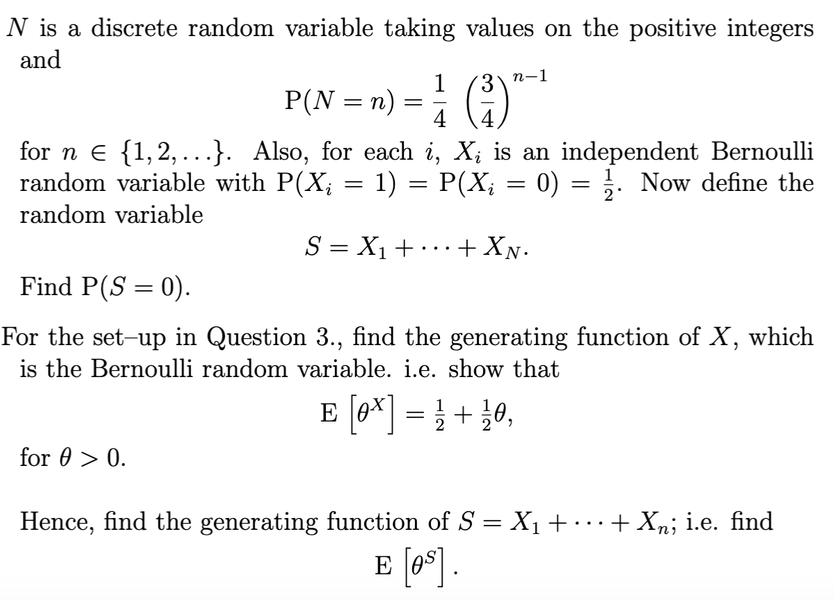 Solved 3n-1 () N is a discrete random variable taking values | Chegg.com