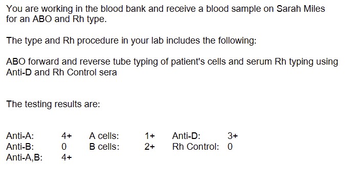Solved You are working in the blood bank and receive a blood | Chegg.com