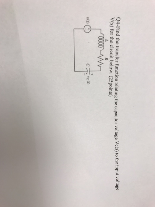 Solved 04-Find the transfer function relating the capacitor | Chegg.com