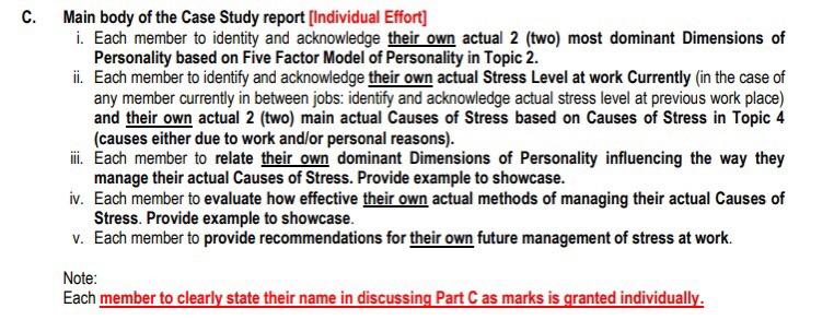 Main body of the Case Study report [Individual | Chegg.com
