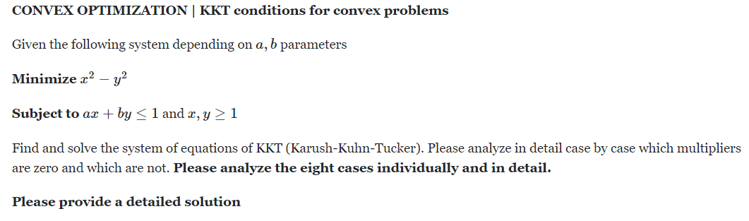 CONVEX OPTIMIZATION | KKT conditions for convex | Chegg.com