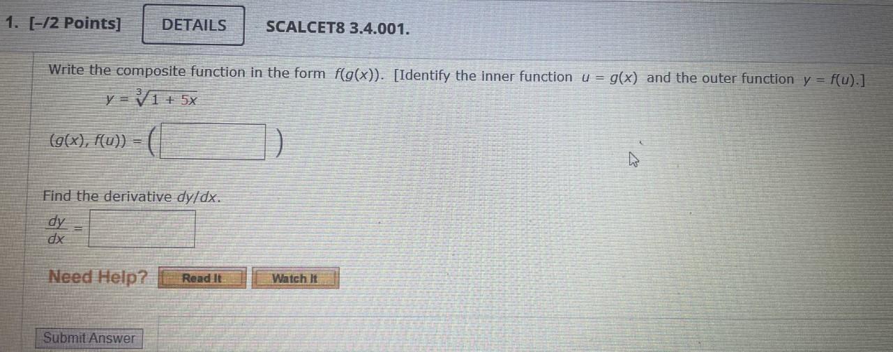 Solved 1. [-12 Points] DETAILS SCALCET8 3.4.001. Write the | Chegg.com