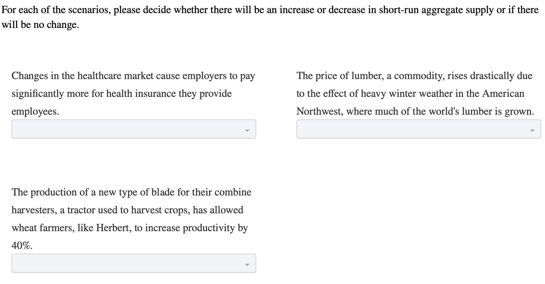 Solved For each of the scenarios, please decide whether | Chegg.com