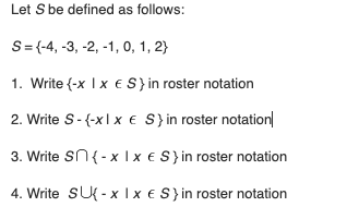 Solved Let S be defined as follows: S={−4,−3,−2,−1,0,1,2} 1. | Chegg.com