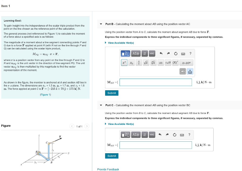 Solved Using the position vector from A to C, calculate the | Chegg.com
