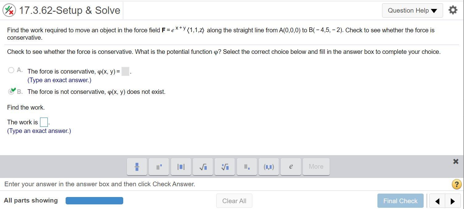 Solved % 17.3.62-Setup & Solve Question Help Find the work | Chegg.com