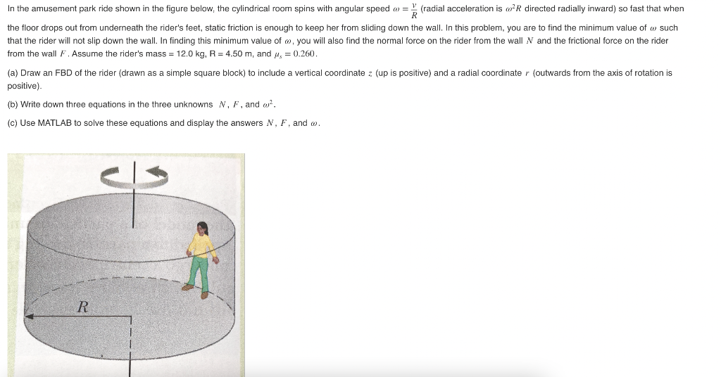 In the amusement park ride shown in the figure below, | Chegg.com