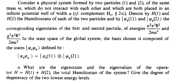 Solved Consider a physical system formed by two particles | Chegg.com