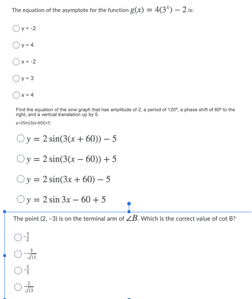 Solved The equation of the asymptote for the function g(x) = | Chegg.com