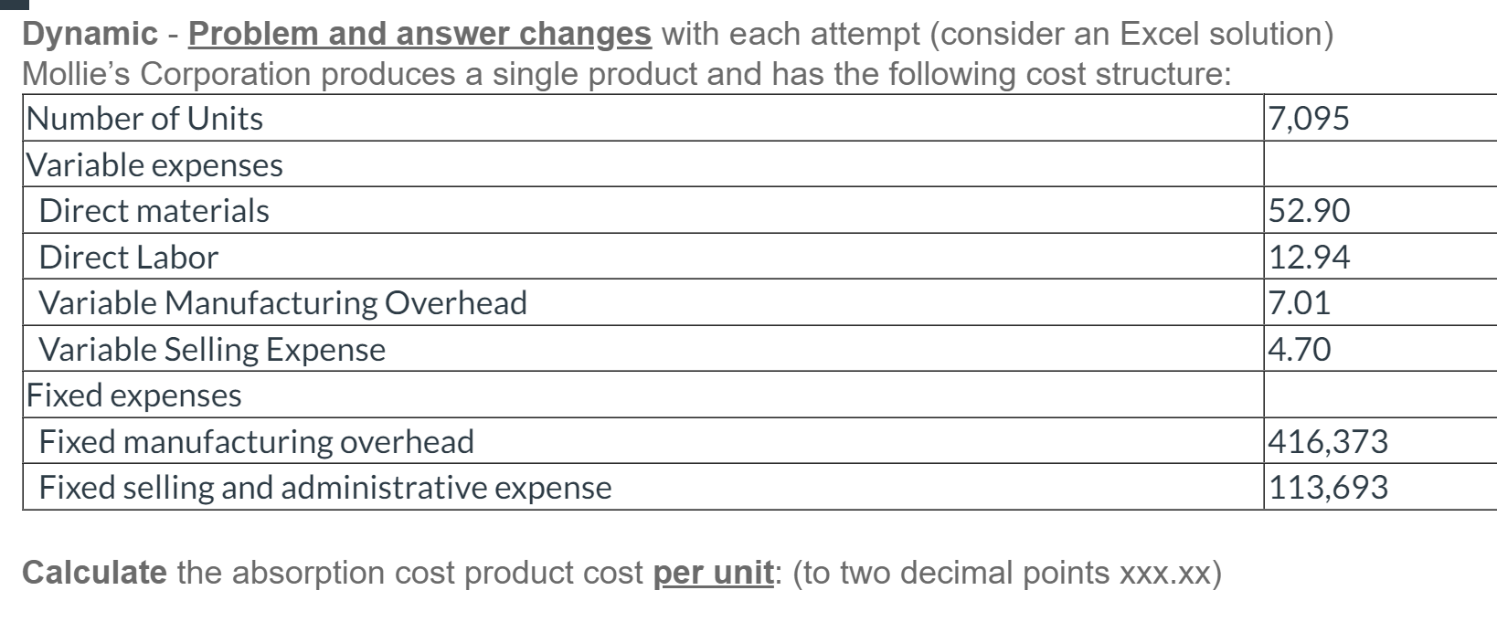 Solved Dynamic - Problem and answer changes with each | Chegg.com