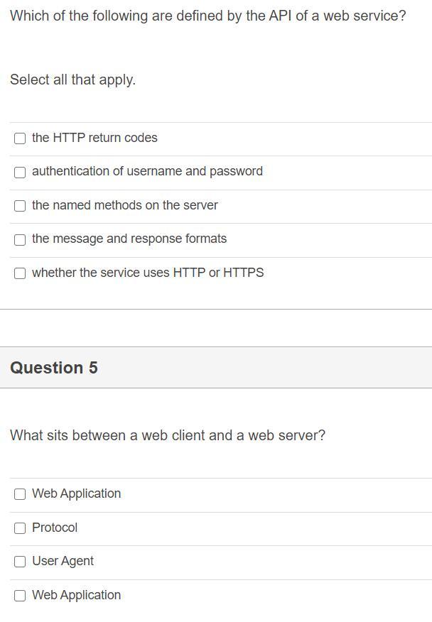 Solved Which of the following are defined by the API of a | Chegg.com