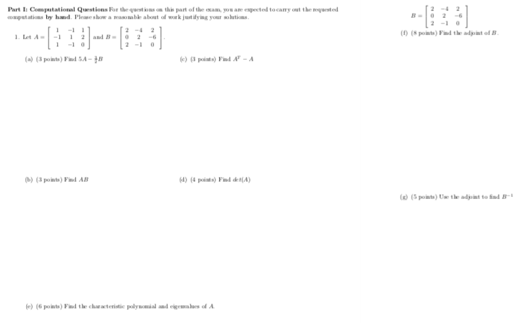 Solved Part I: Computational Questions or the Computations | Chegg.com