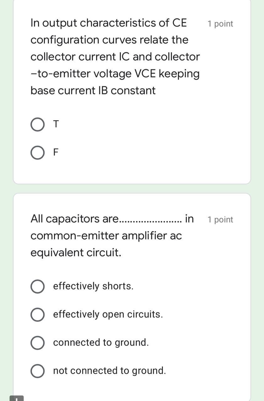 Solved 1 point In output characteristics of CE configuration | Chegg.com