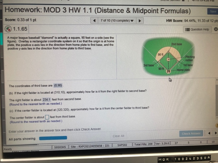 Solved Homework: MOD 3 HW 1.1 (Distance & Midpoint Formulas) | Chegg.com