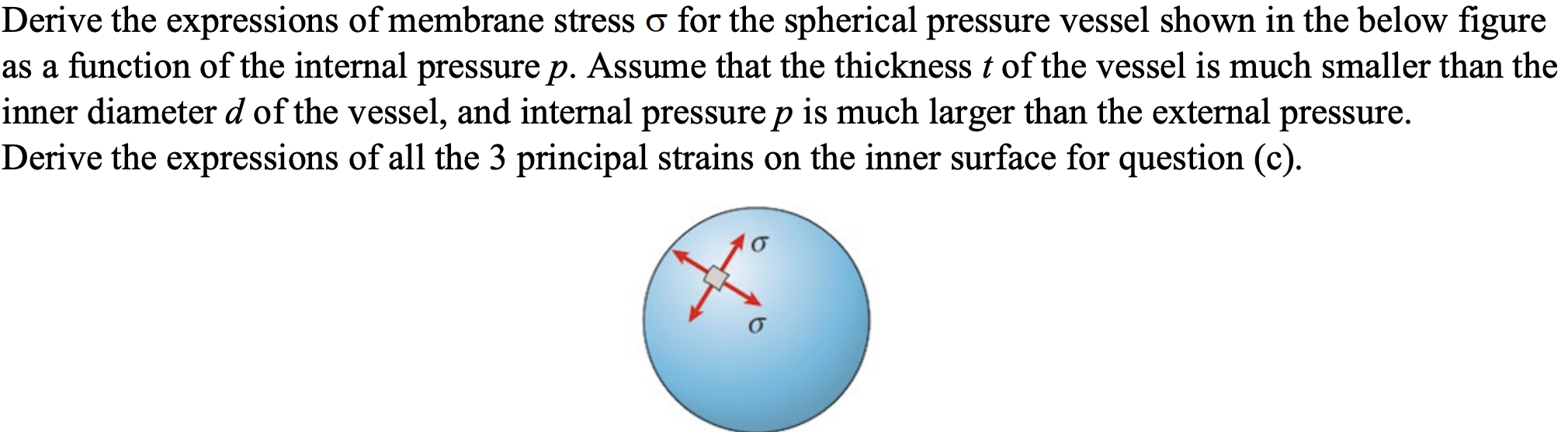 Solved Derive the expressions of membrane stress o for the | Chegg.com