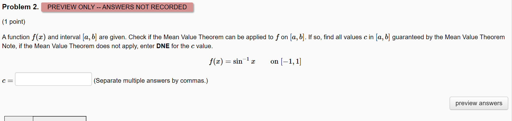 Solved Problem 2. PREVIEW ONLY -- ANSWERS NOT RECORDED (1 | Chegg.com