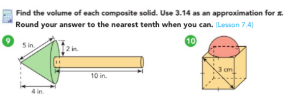 Solved Find the volume of each composite solid. Use 3.14 as | Chegg.com