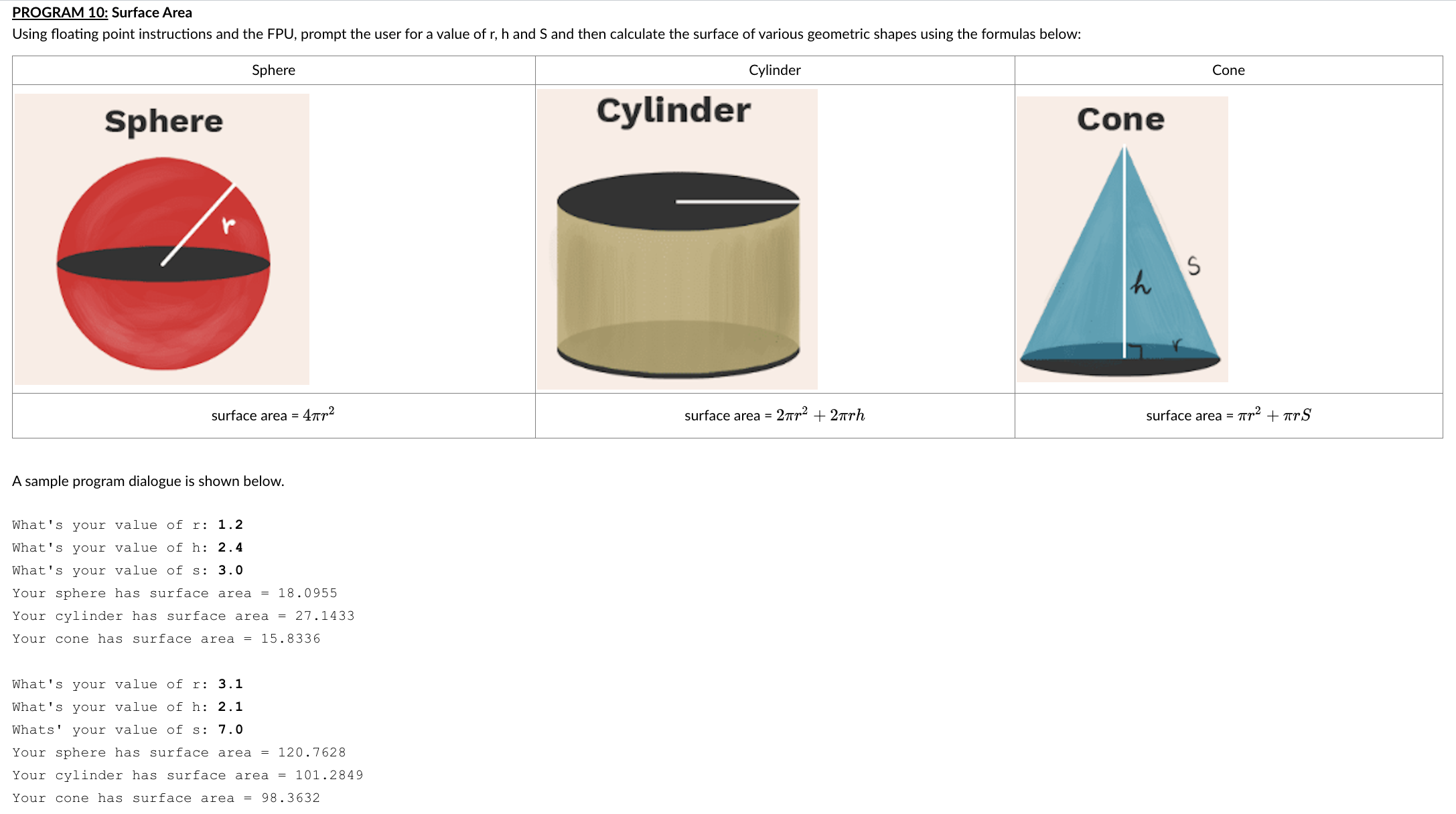 Solved Using floating point instructions and the FPU, prompt | Chegg.com