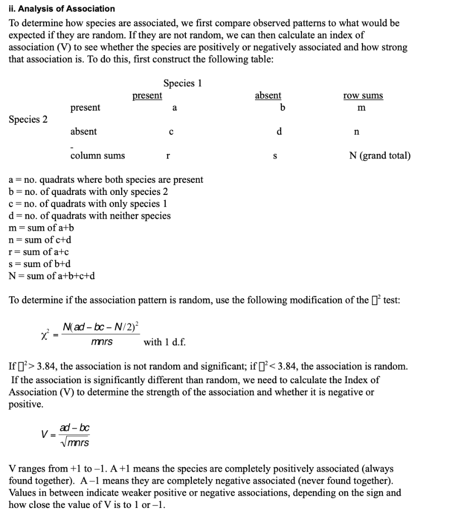 Determine the dispersion pattern for each species. | Chegg.com