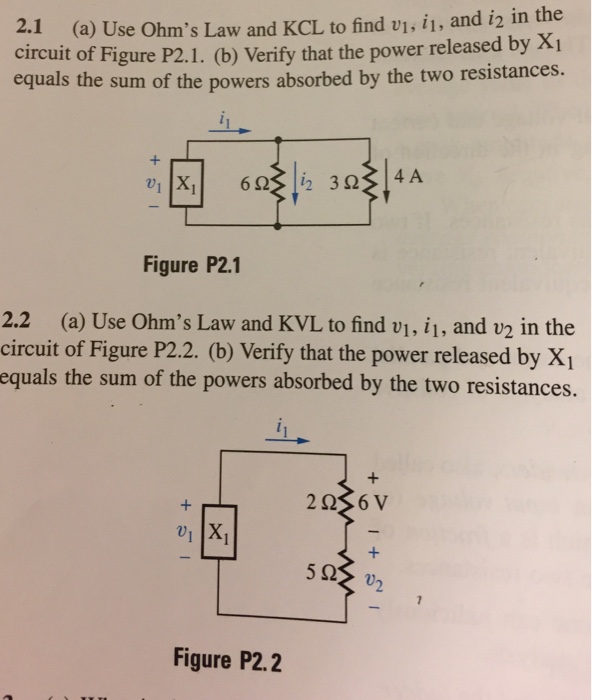 Solved Use Ohm's Law and KCL to find v_1, i_1 and i_2 in the | Chegg.com