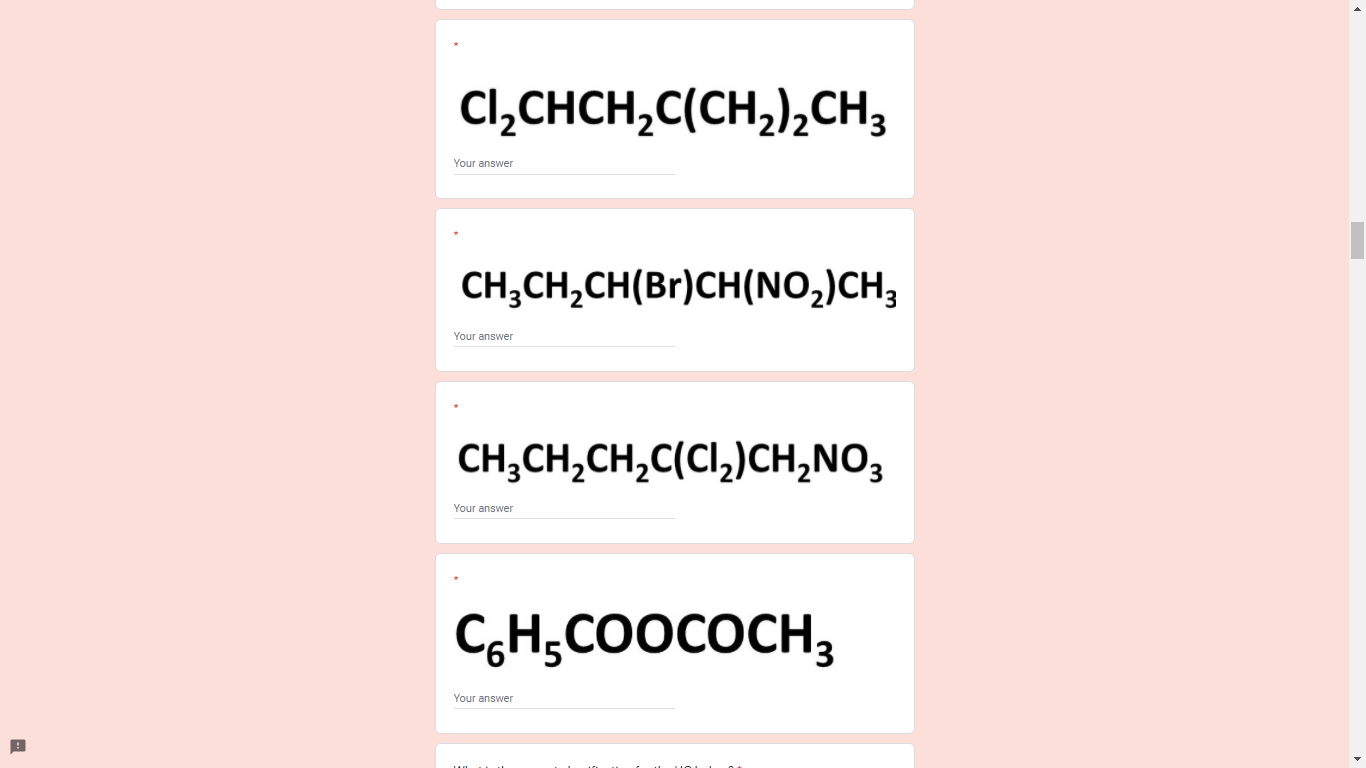 Solved CH3(CH2)4C6H5 Your answer CICC(CH2),CCBN Your answer | Chegg.com