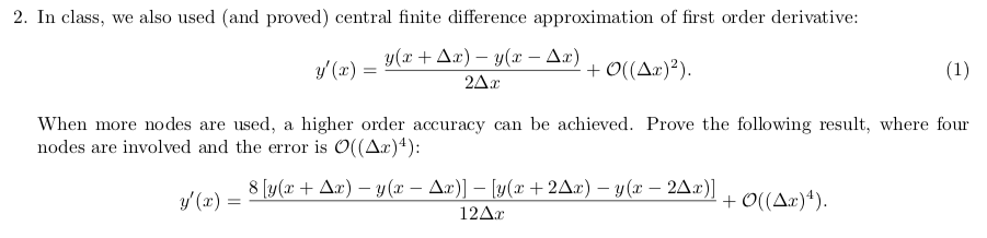 Solved 2. In class, we also used (and proved) central finite | Chegg.com