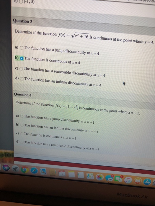 Solved 01-1,3) Question 3 Determine if the function f(x) vx | Chegg.com