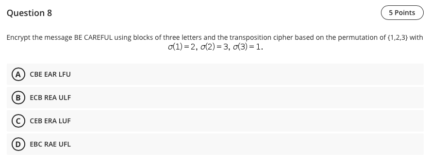 Solved Question 8 5 Points Encrypt The Message Be Careful 