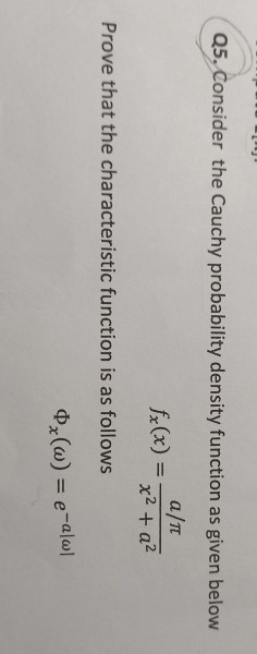 Solved Q5. Consider the Cauchy probability density function | Chegg.com
