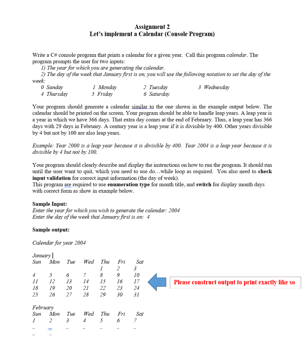 Solved Assignment 2 Let S Implement A Calendar Console