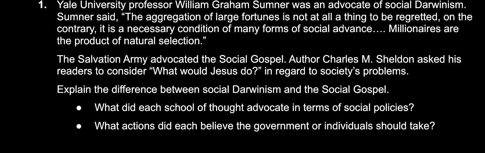 1. Yale University professor William Graham Sumner | Chegg.com