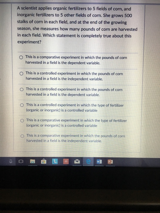 Solved A scientist applies organic fertilizers to 5 fields | Chegg.com